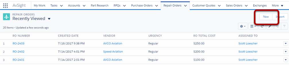 Quick Start – Repair Orders – AvSight Support