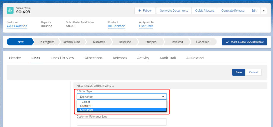 Sales Order Core Exchanges – AvSight Support